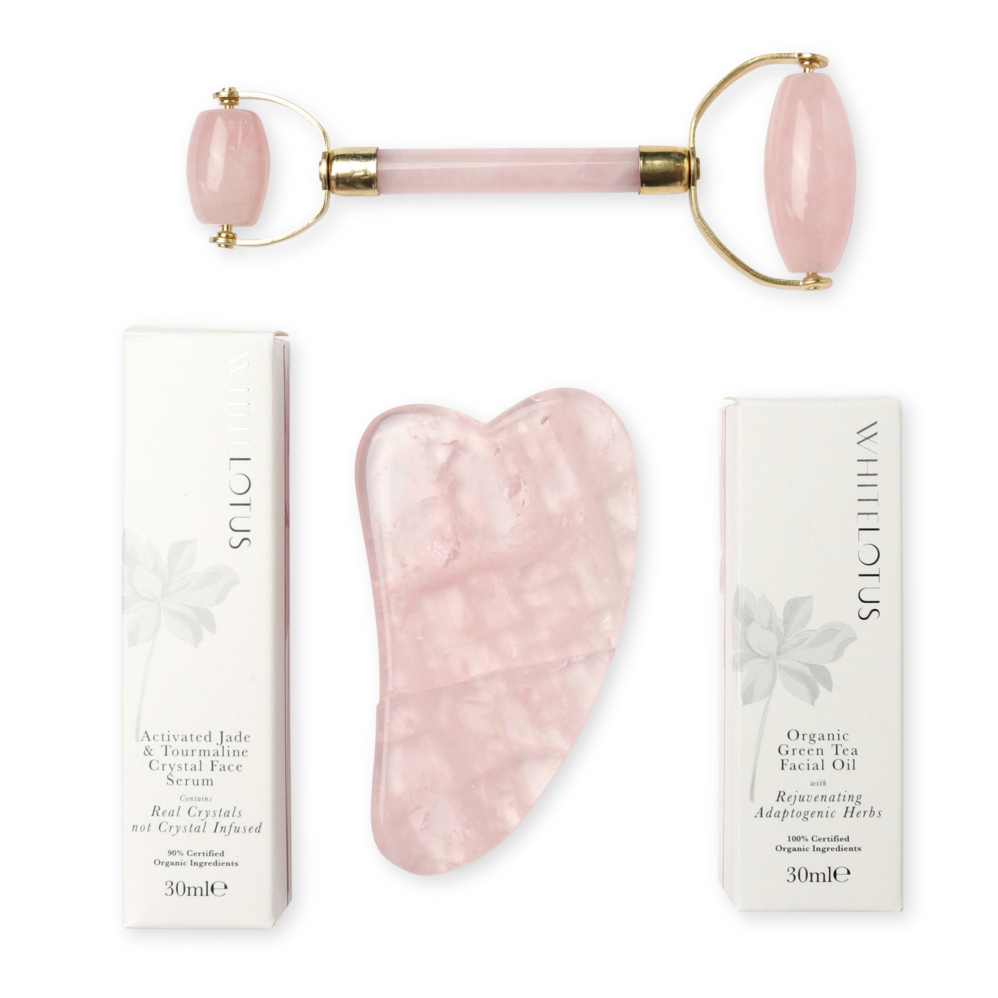 Rose Quartz Crystal Facial including Rose Gua Sha, Rose Roller & Serum